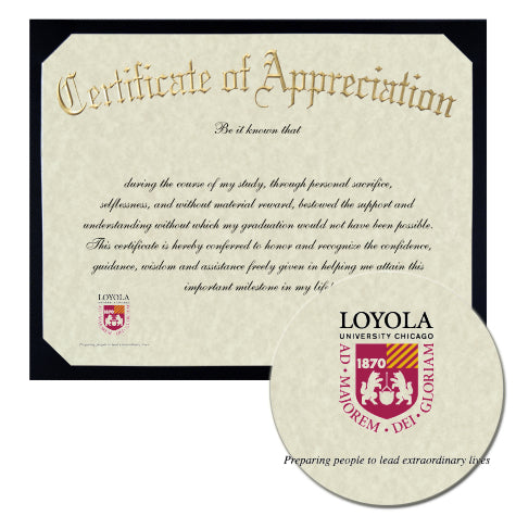 Loyola University, Chicago Certificate of Appreciation- SignatureA